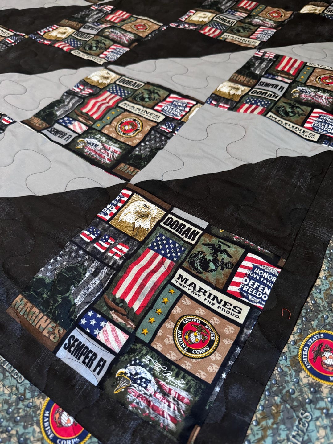 Handmade Patriotic Quilt: Marine Corps Theme (60x75 Inches) - Etsy