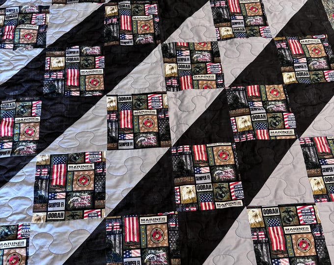 Handmade Patriotic Quilt: Marine Corps Theme (60x75 Inches) - Etsy