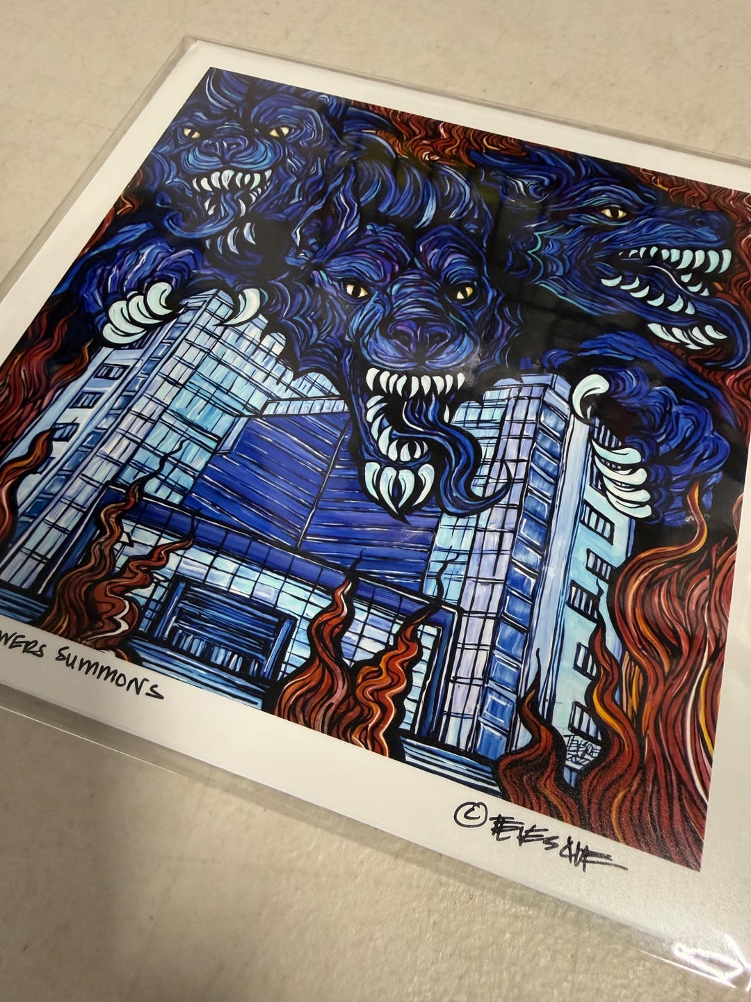 Cerebus Summons: Whimsical Monster Art Print, Lowell MA (8x8") - Etsy