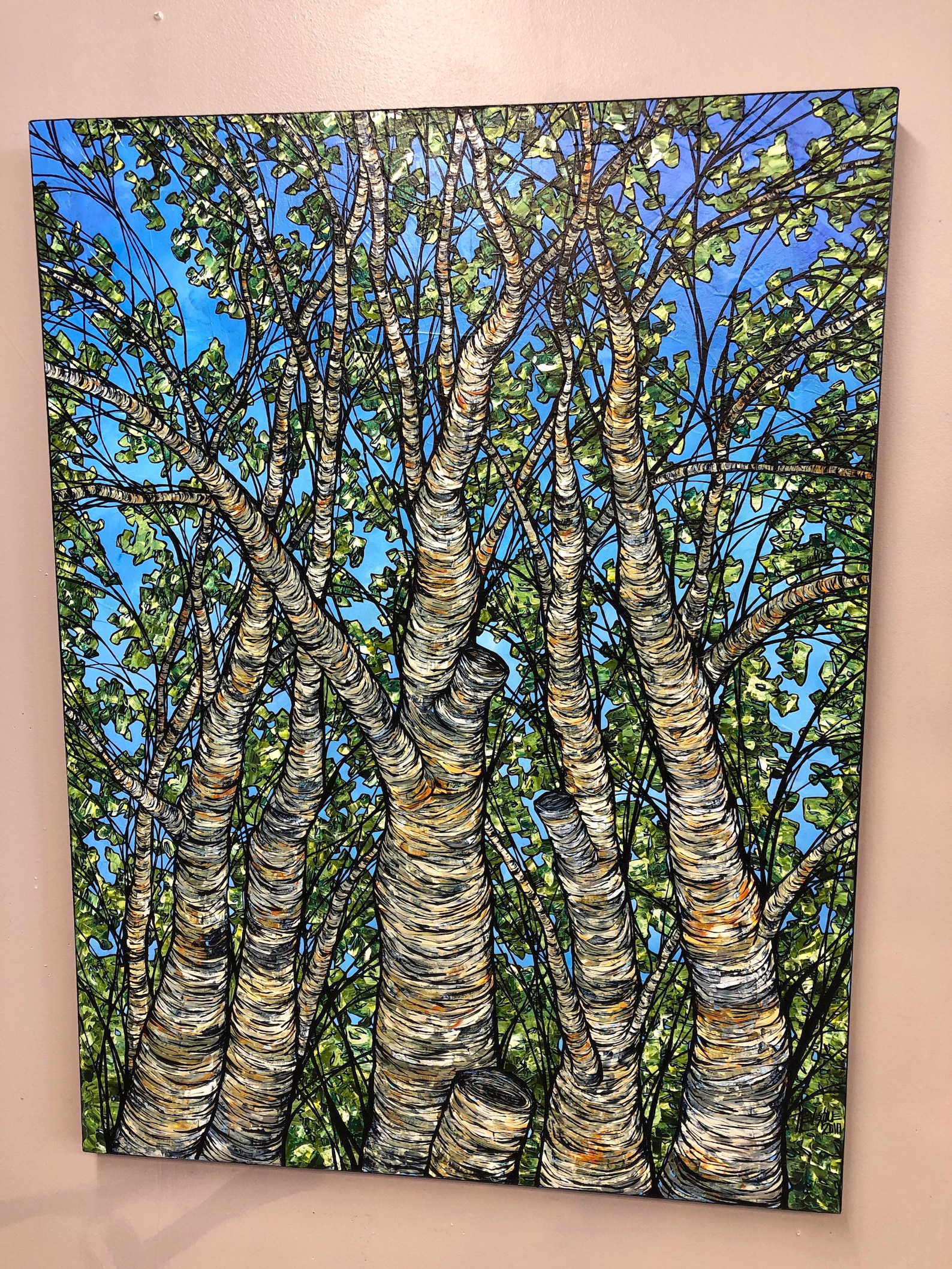 30x40 Birch Tree Trunks Original Acrylic Painting by Tracy - Etsy