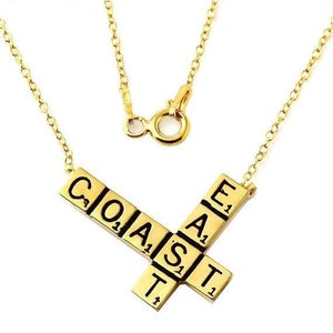 East Coast Scrabble Charm Pendant Necklace, Scrabble Necklace, East ...