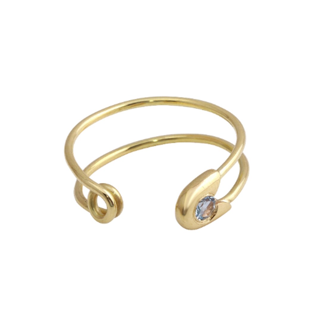 Diamond Safety Pin Ring, Safety Pin Gold Ring, Safety Pin Open Ring ...