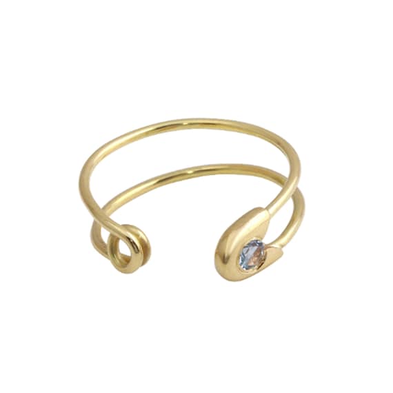 Diamond Safety Pin Ring Safety Pin Gold Ring Safety Pin Open | Etsy