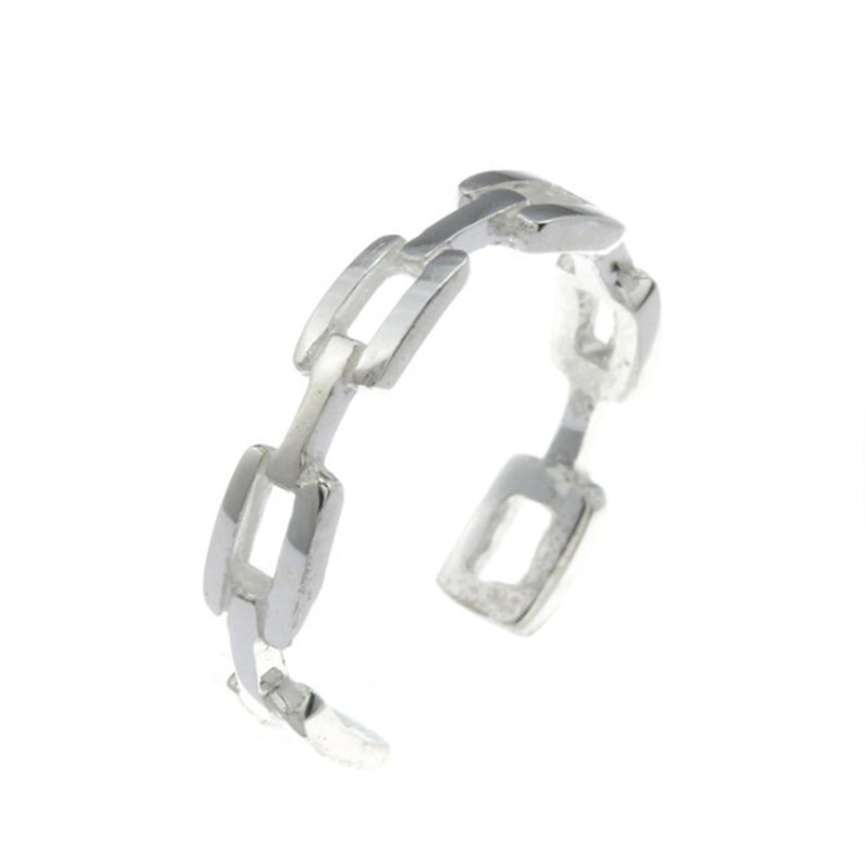 Sterling Silver Chain Link Adjustable Toe Ring, Chain Link Silver Toe ...
