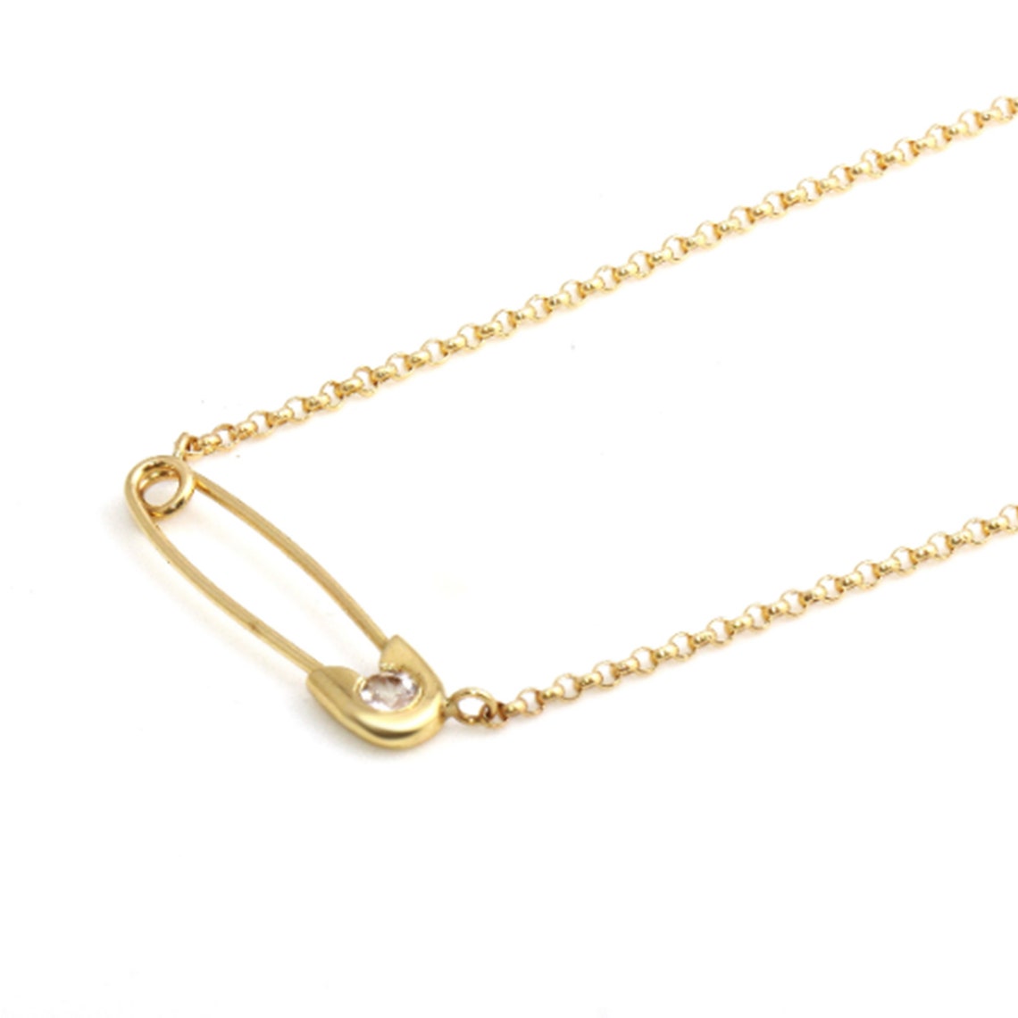 Safety Pin Necklace Diamond Safety Pin Necklace Gold Diamond - Etsy