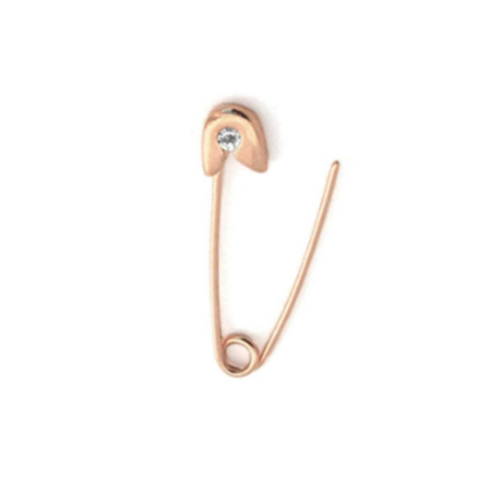 Diamond Safety Pin Earring in 14 K Gold, Diamond Safety Pin, Safety Pin ...