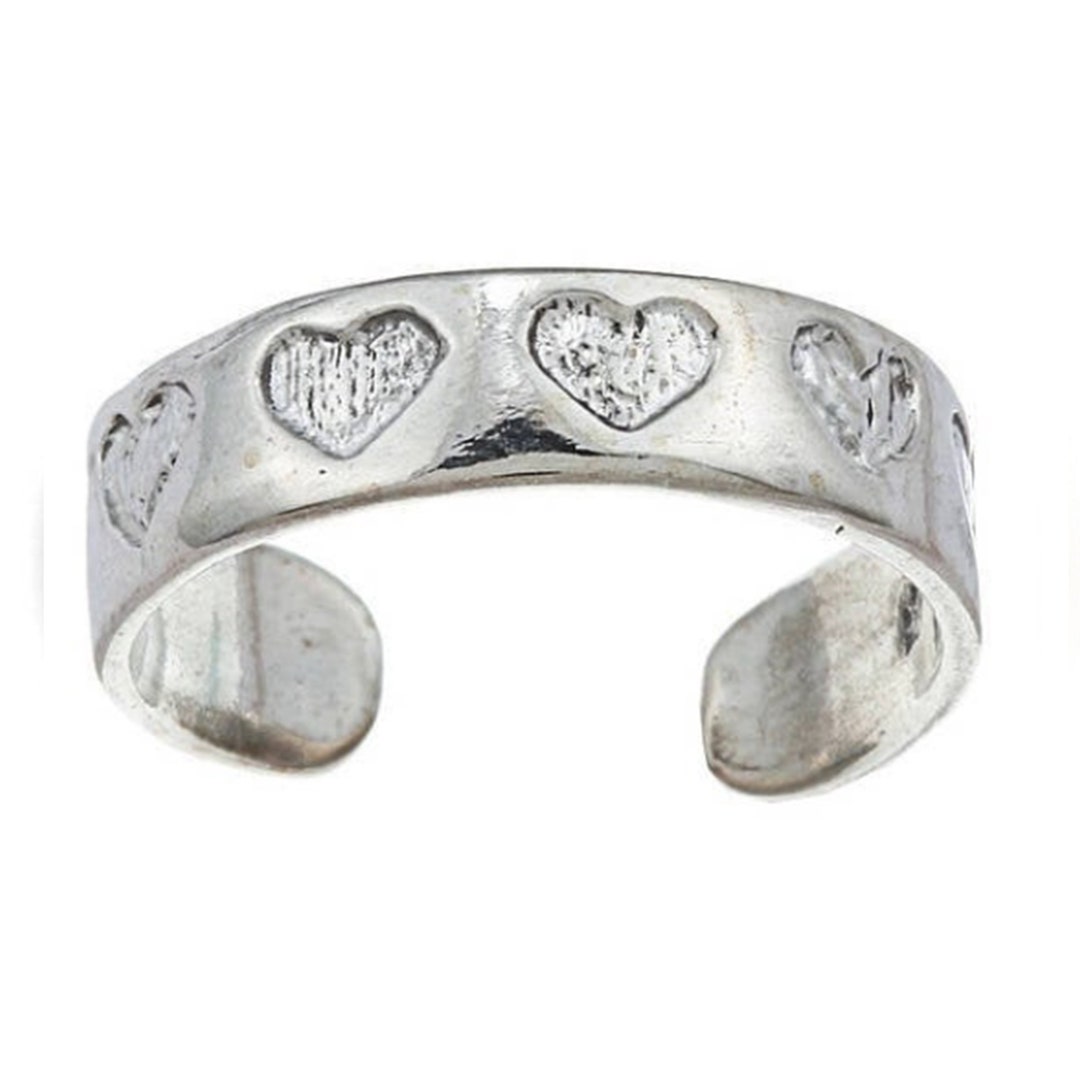 Toe Ring Sterling Silver Etched Heart, Etched Heart Silver Toe Ring ...