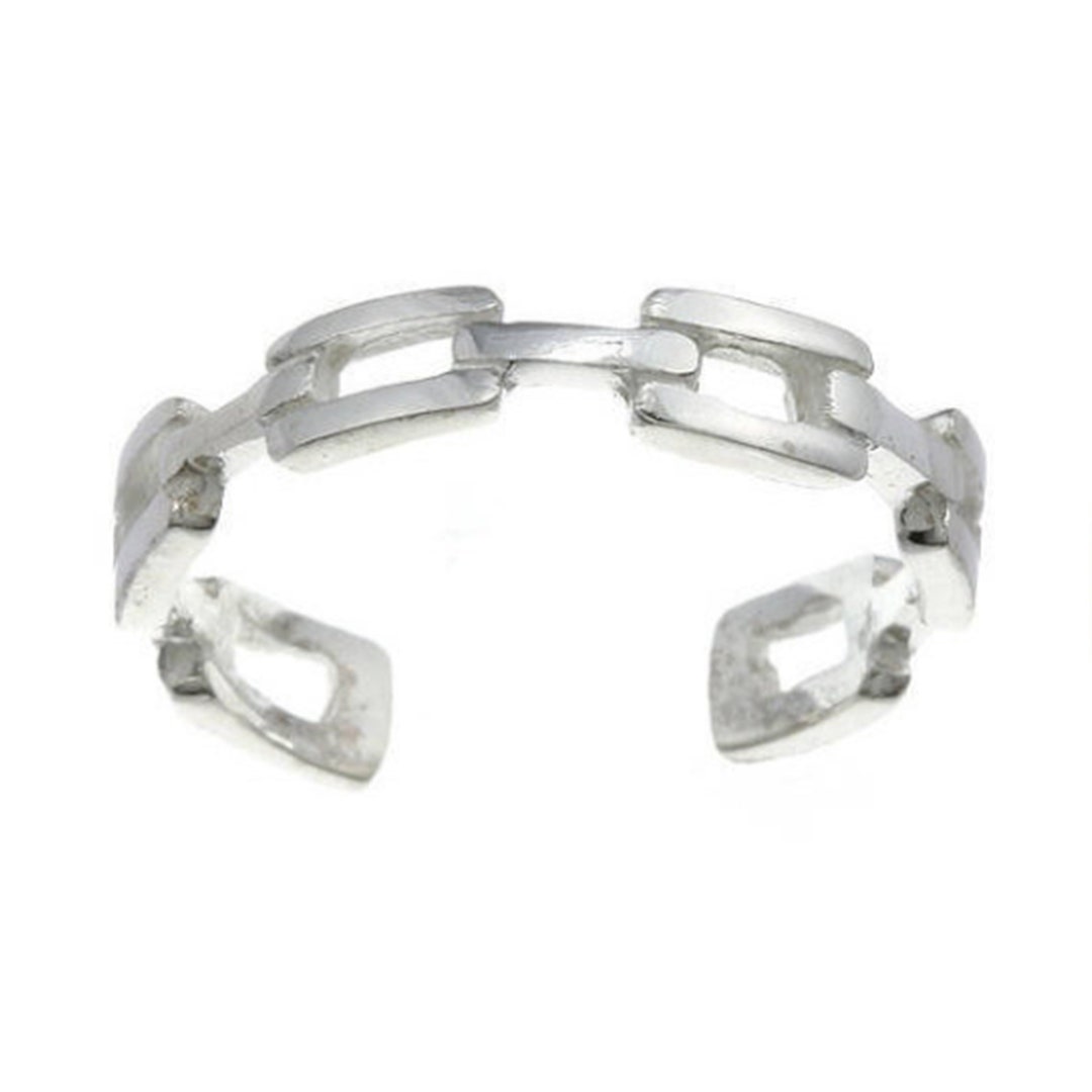 Sterling Silver Chain Link Adjustable Toe Ring, Chain Link Silver Toe ...