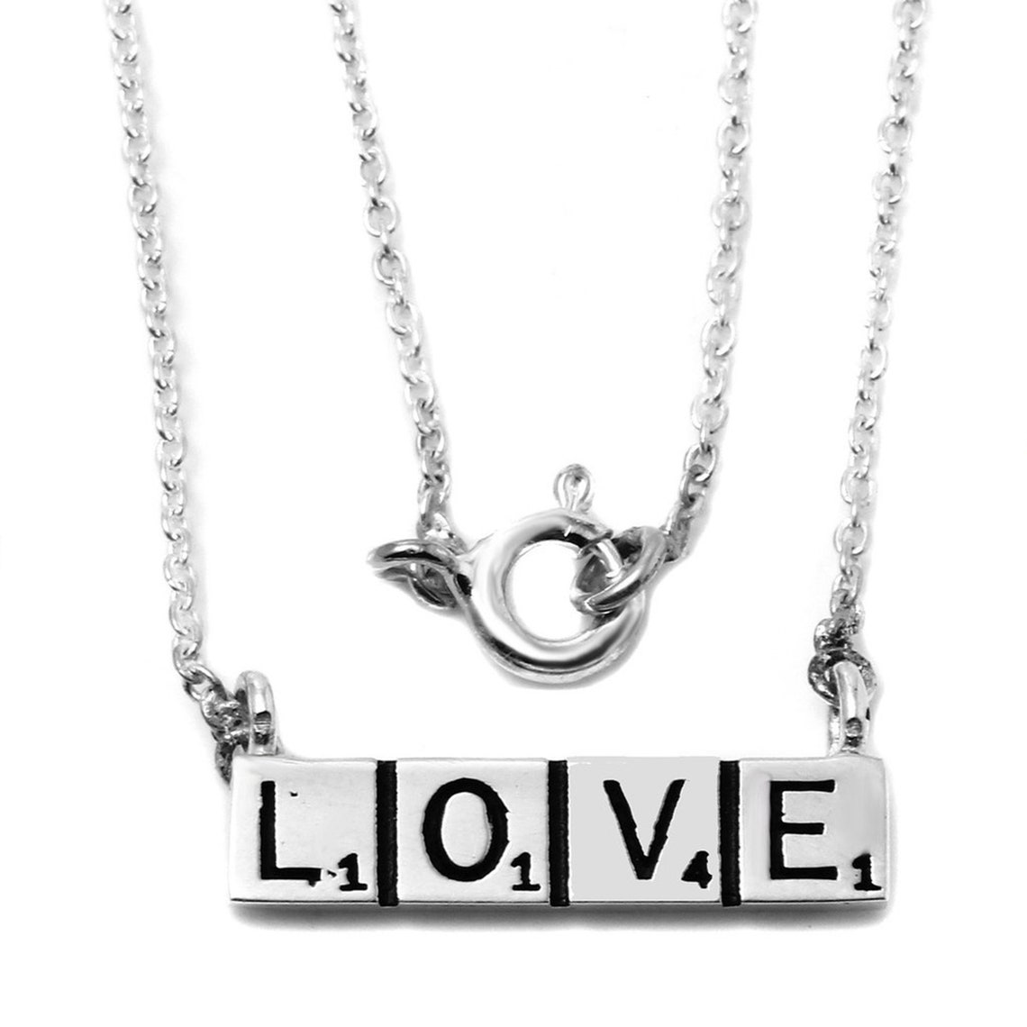 Love Scrabble Charm Pendant Necklace Scrabble Necklace Love - Etsy