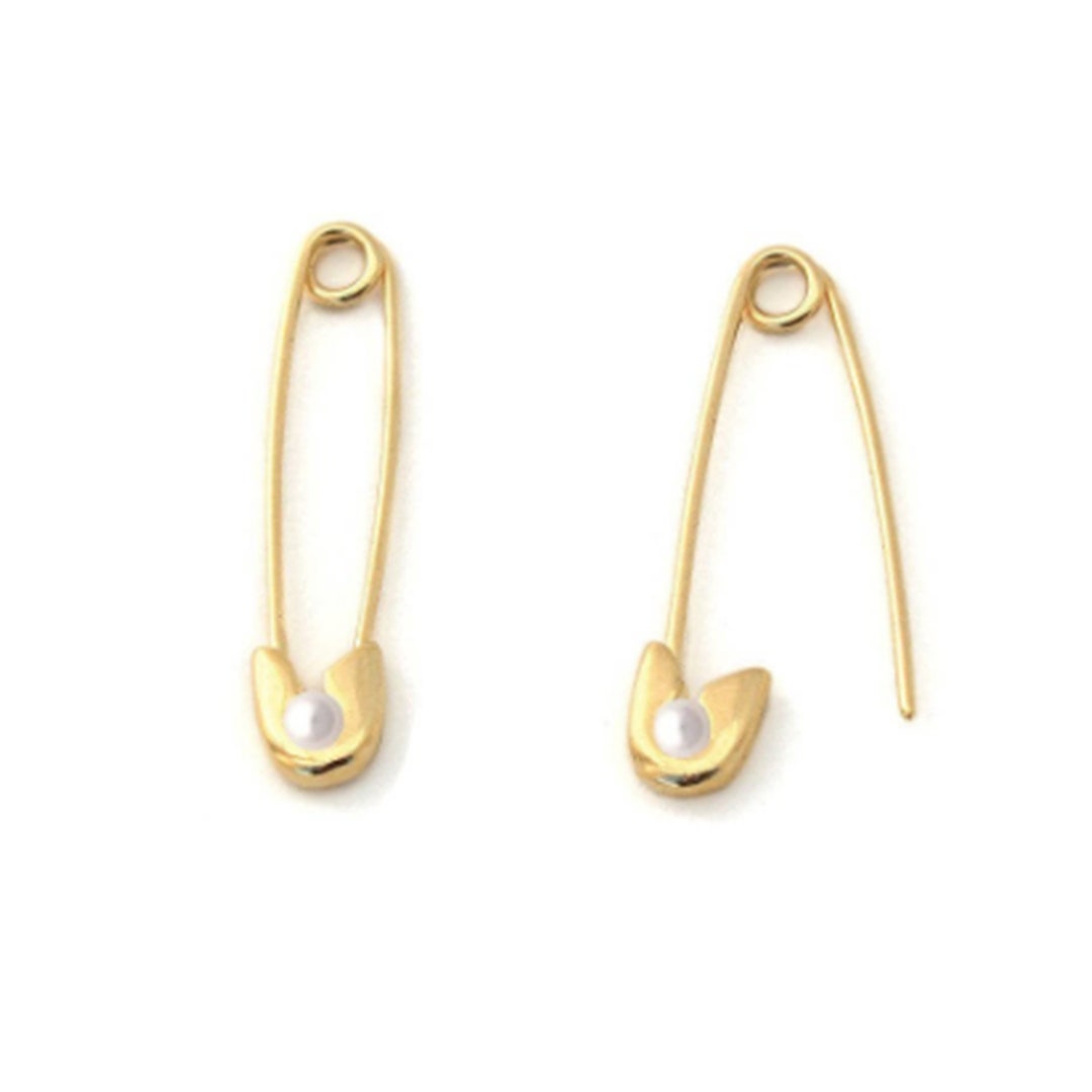 14k Pearl Safety Pin Earring, Safety Pin Earring, Safety Pins, Safety ...