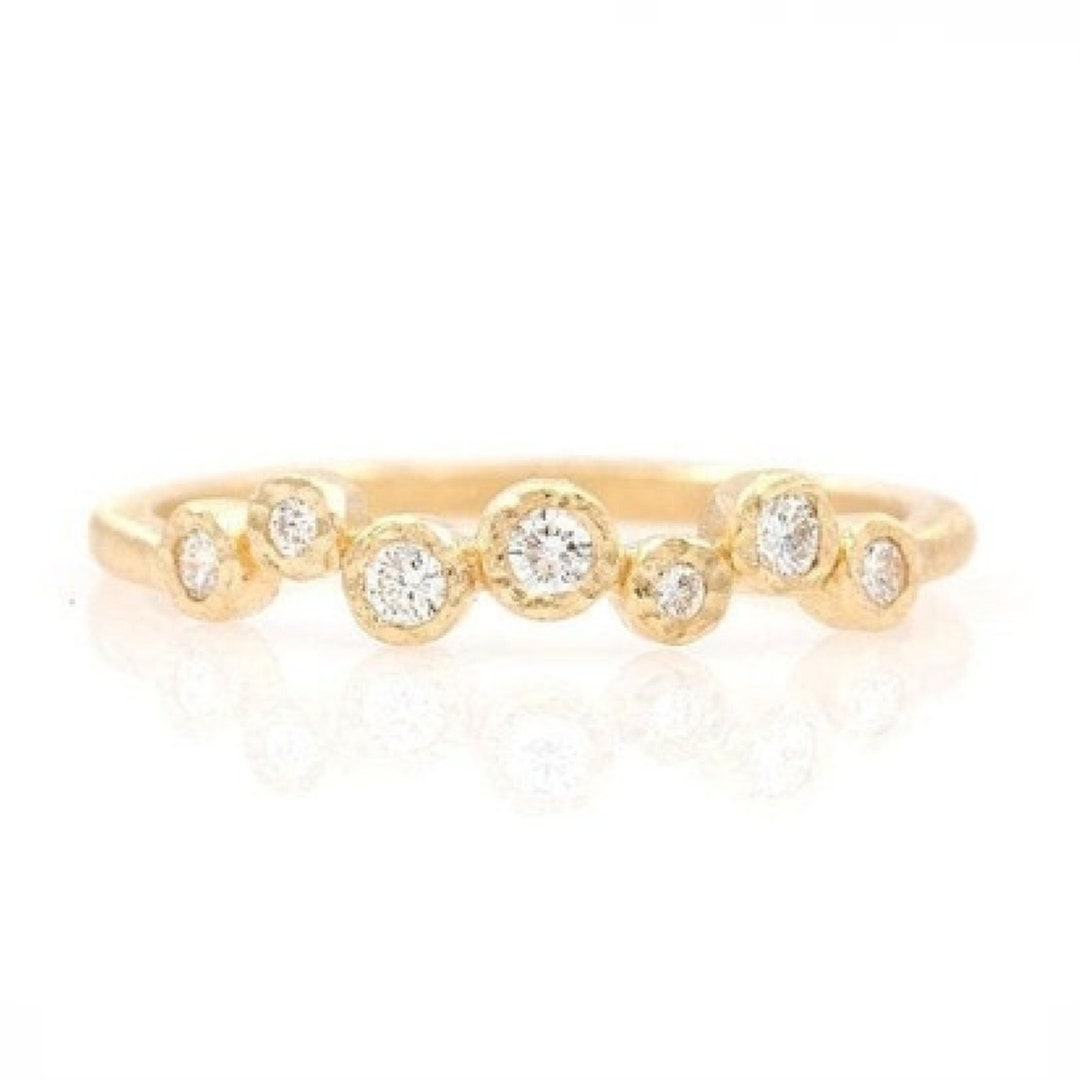 14k Gold Offset Bezel Diamond Ring, Diamond Dainty Ring, Bridal Diamond ...