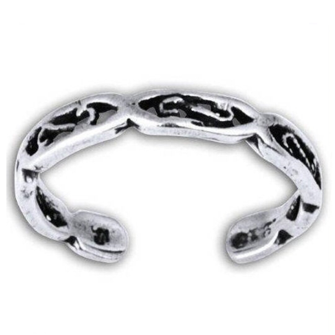 Silver Chain Link Toe Ring , Chain Link Ring, Adjustable Chain Link Toe ...