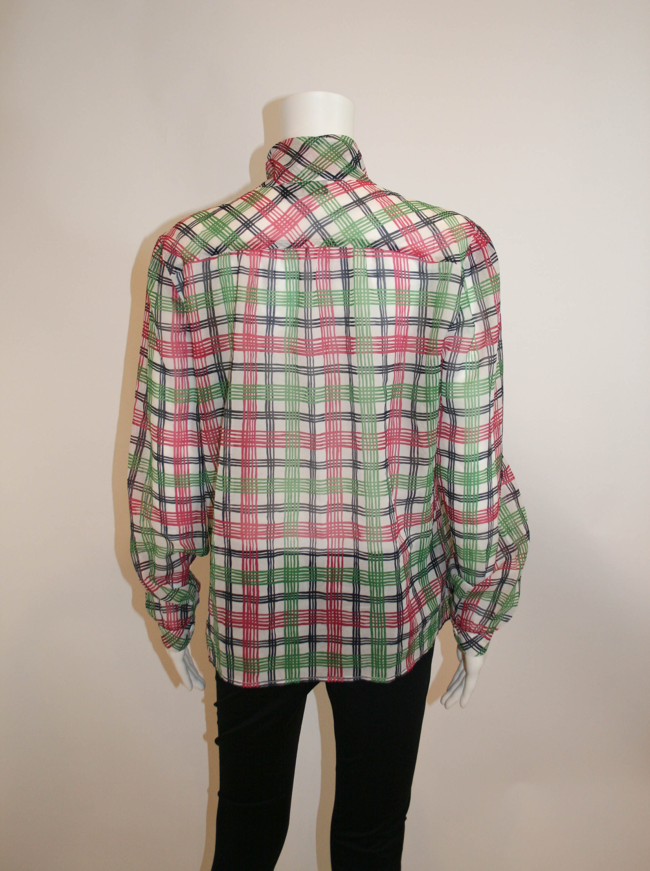 Vintage Act III Sheer Plaid Blouse With Bow - Etsy