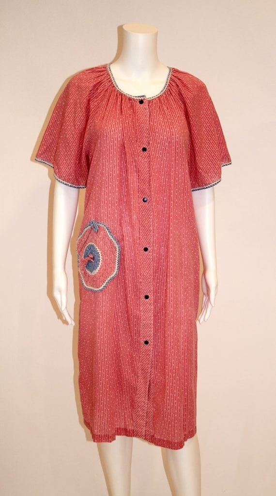 vintage house dress red - Gem