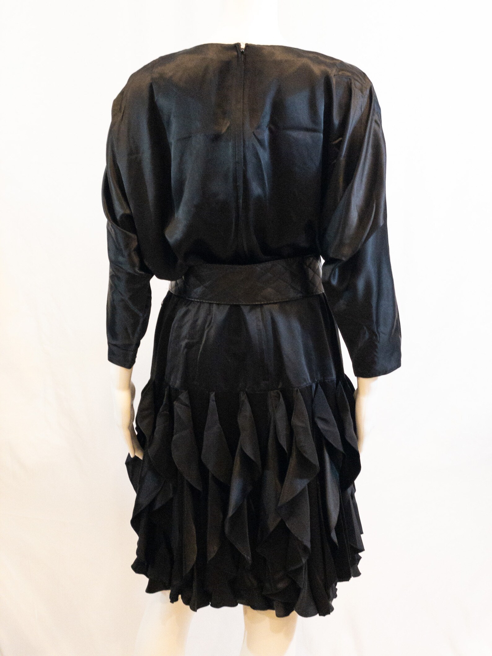 Vintage St Gillian Silk Black Dress With Flutter Skirt - Etsy