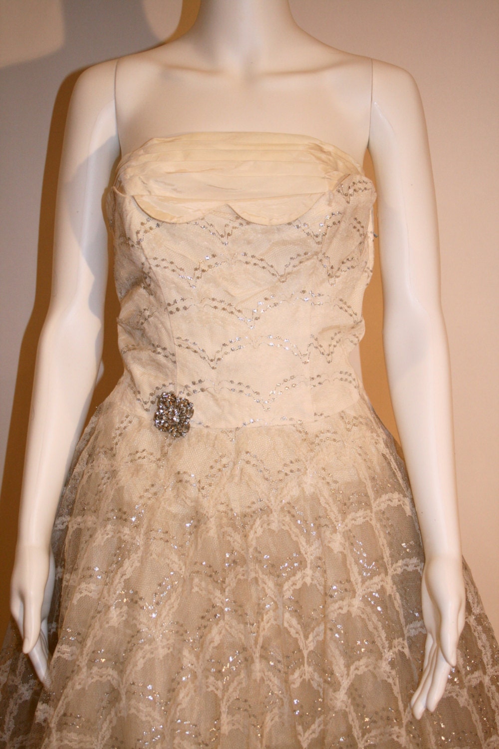 Vintage Stunning Fish Scale Patterned Lace 50s Wedding/ball Gown - Etsy