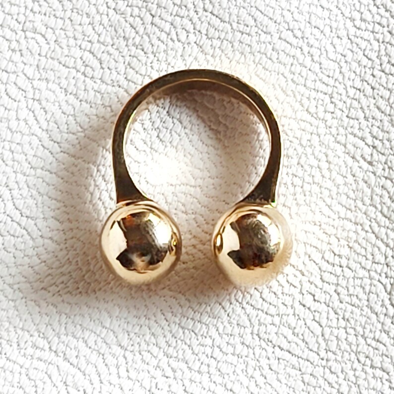 Brass Sphere Bead Ball Circle Moon Ring Handcrafted Adjustable Bisjoux ...