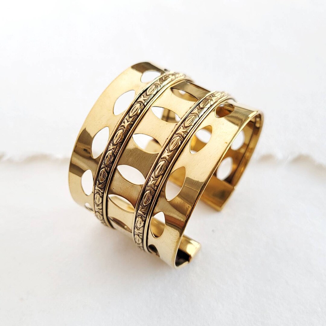 Brass Deco Cut Out Cuff Bracelet Bangle - Etsy