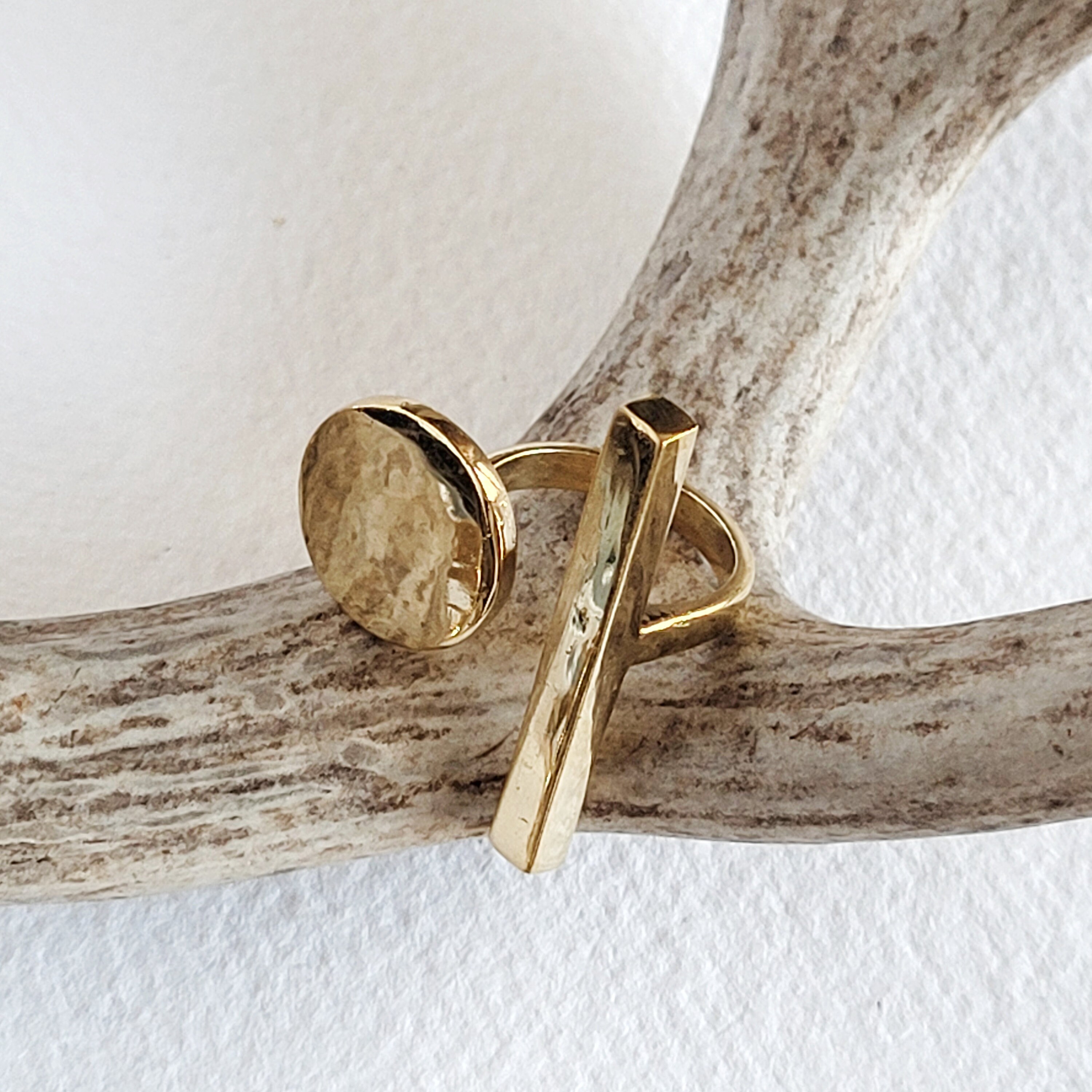 Handcrafted Solid Brass Sphere & Bar Ring, Adjustable Size 7 - Etsy