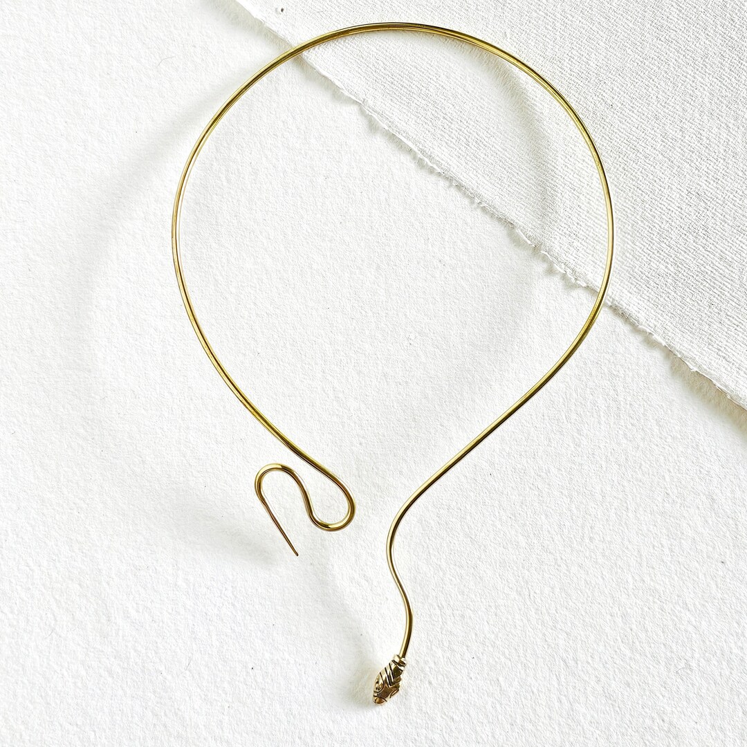 Brass Snake Serpent Choker Collar Necklace Handcrafted Adjustable - Etsy