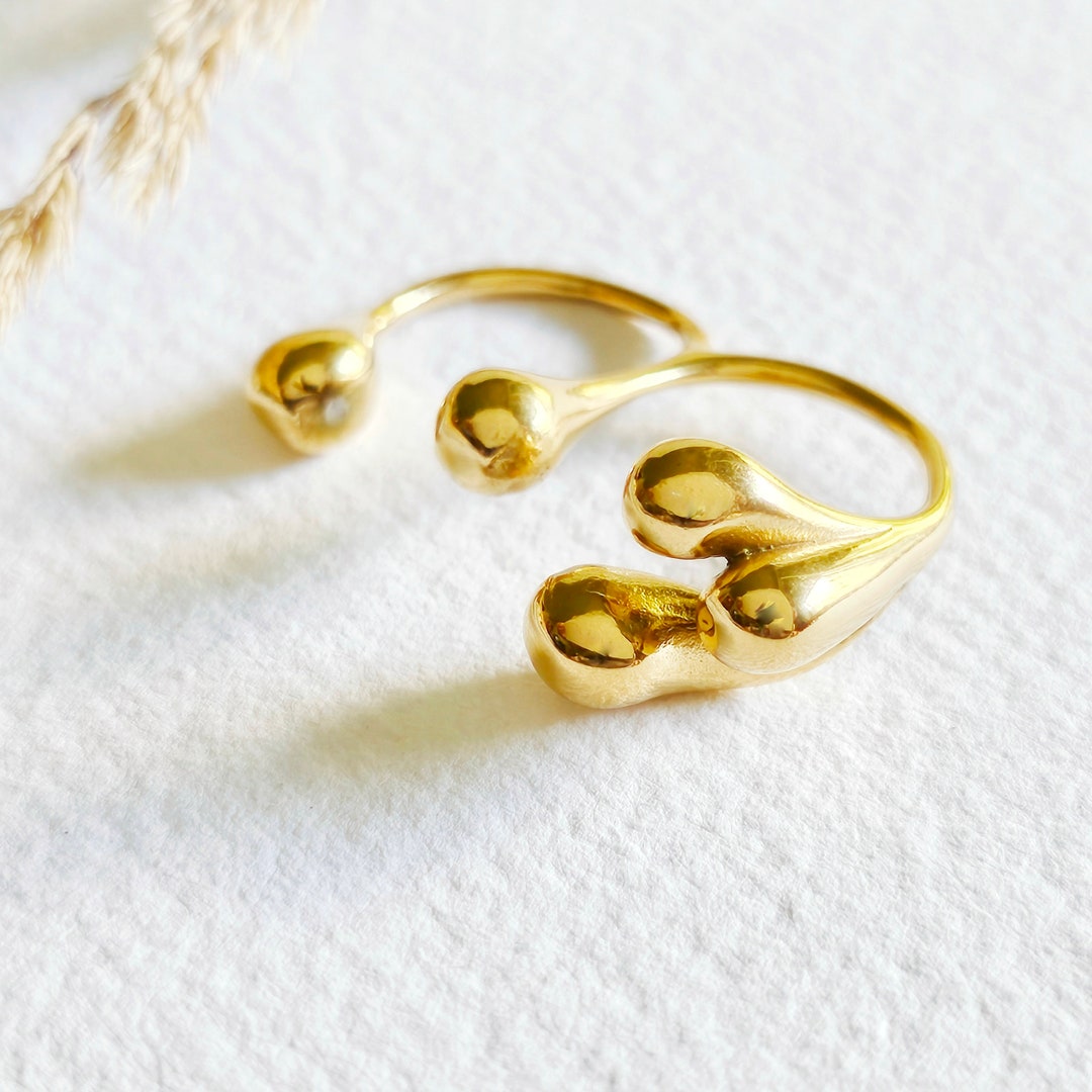 Gold Curve Double Lava Liquid Gold Freeflow Wrap Ring Bold Modern 18k ...