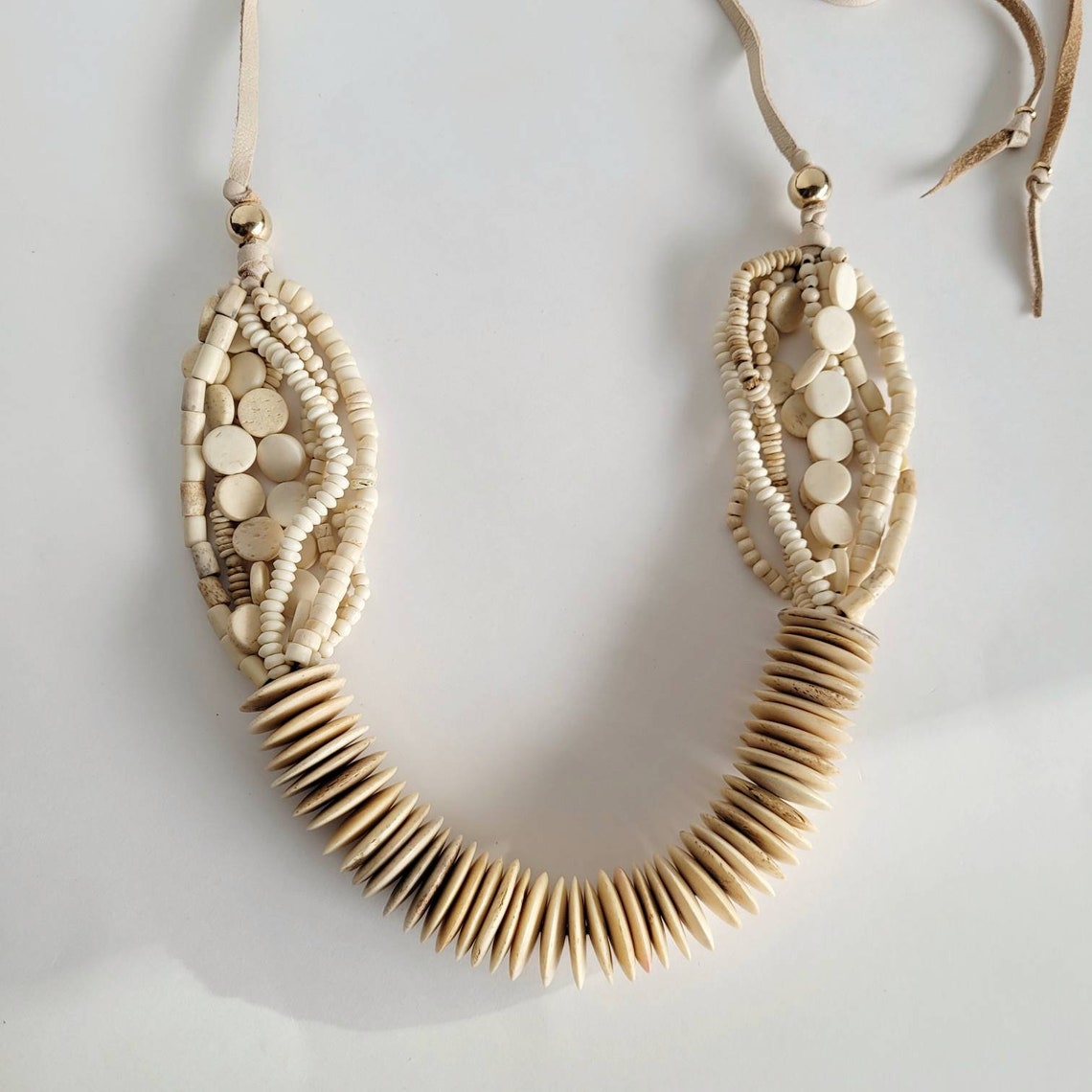 Bone Disc Beaded Tribal Necklace Collar | Etsy