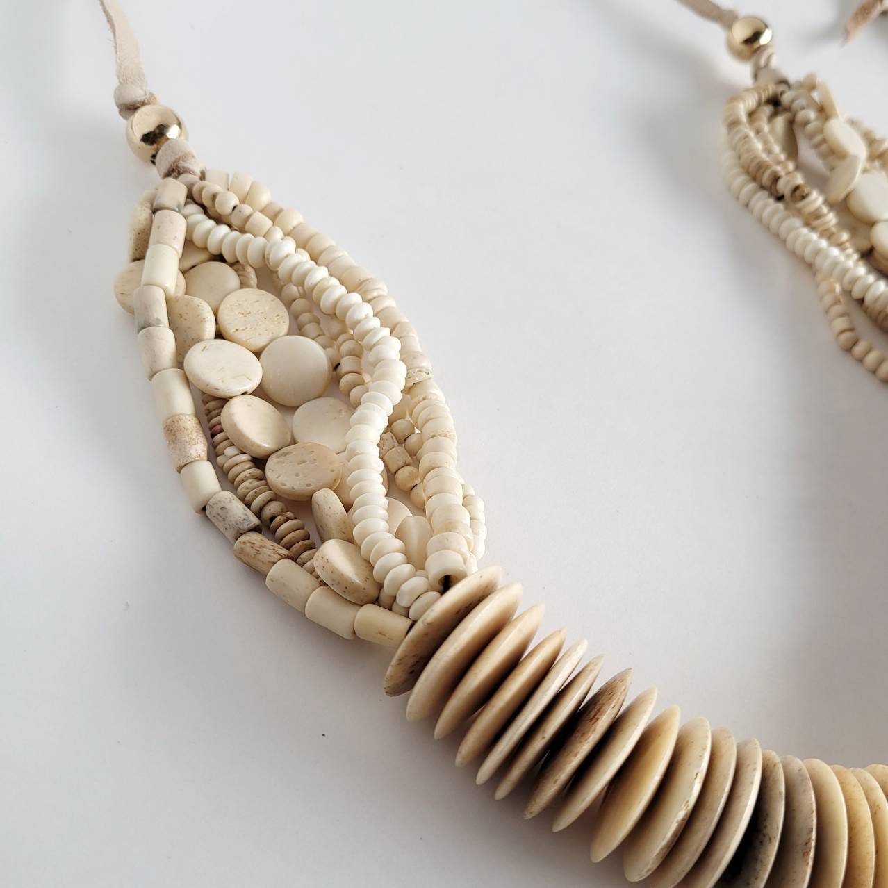 Bone Disc Beaded Tribal Necklace Collar | Etsy
