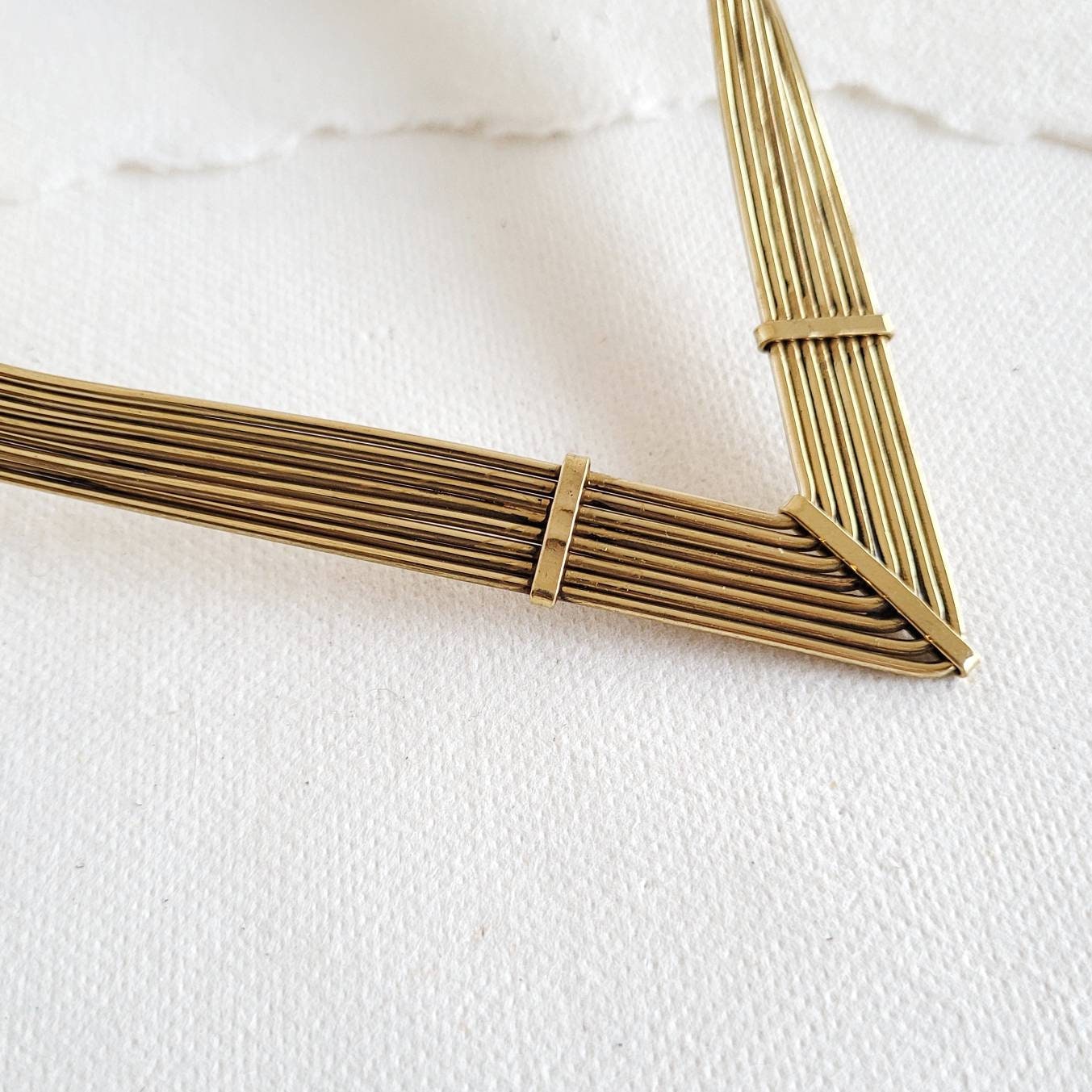 Brass Woven Braided V Aztec Style Handcrafted Handmade Gold Brass ...