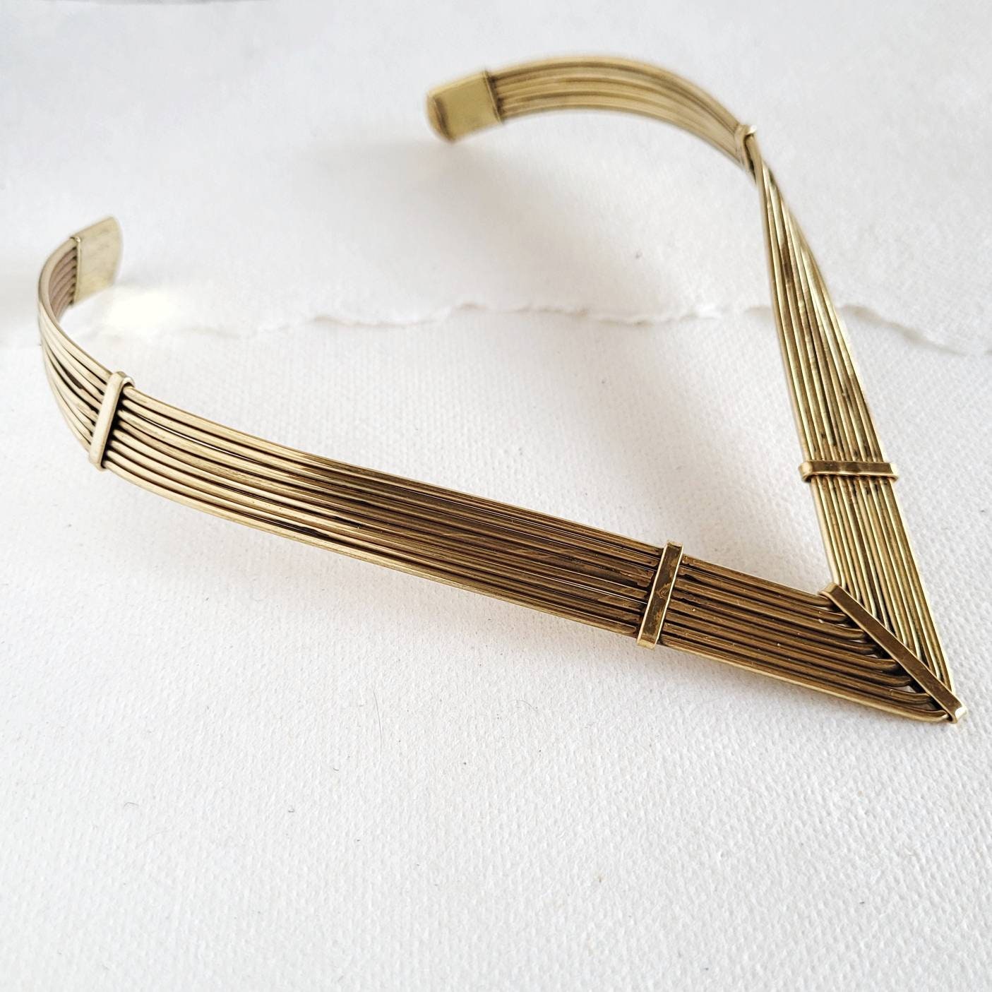 Brass Woven Braided V Aztec Style Handcrafted Handmade Gold Brass ...