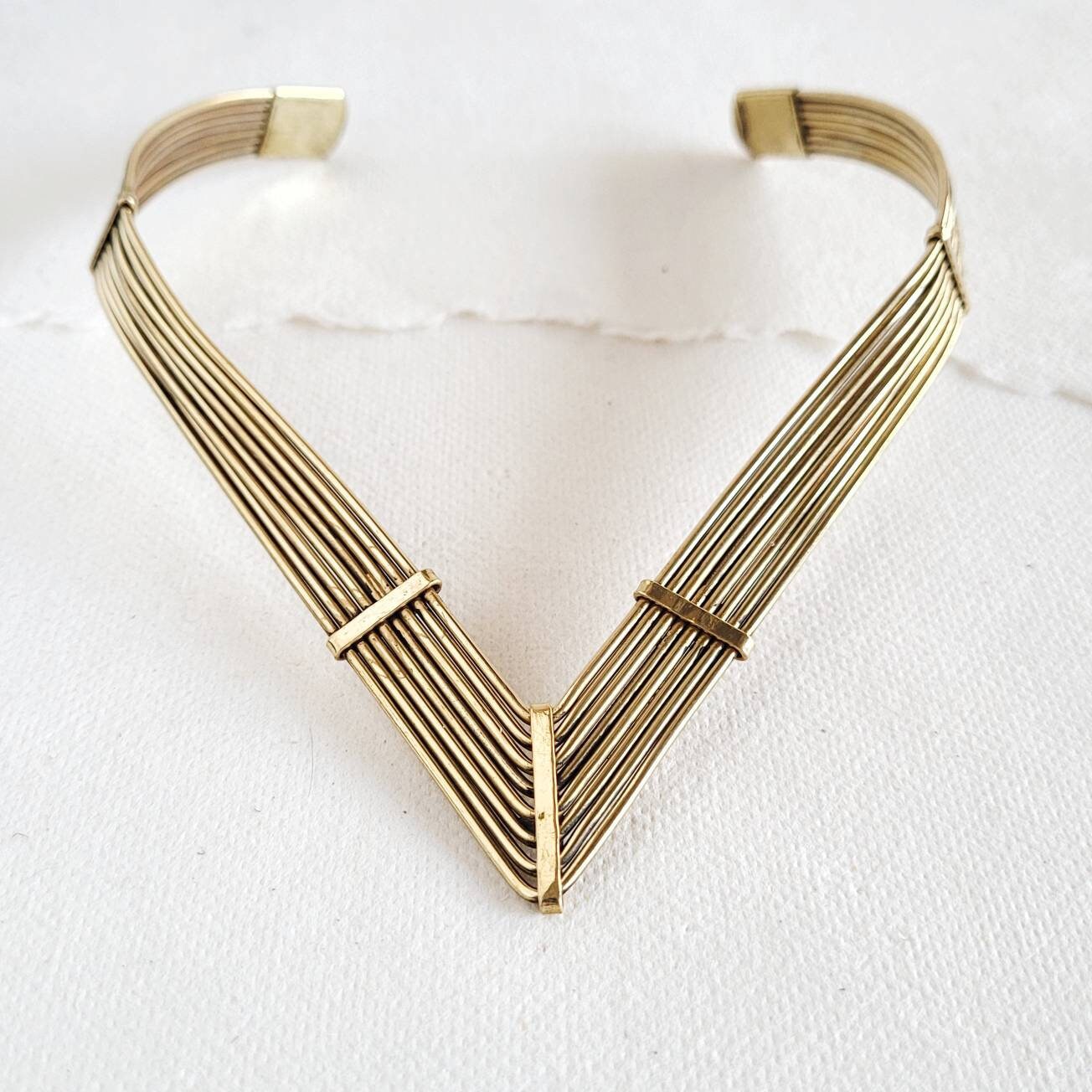 Brass Woven Braided V Aztec Style Handcrafted Handmade Gold Brass ...