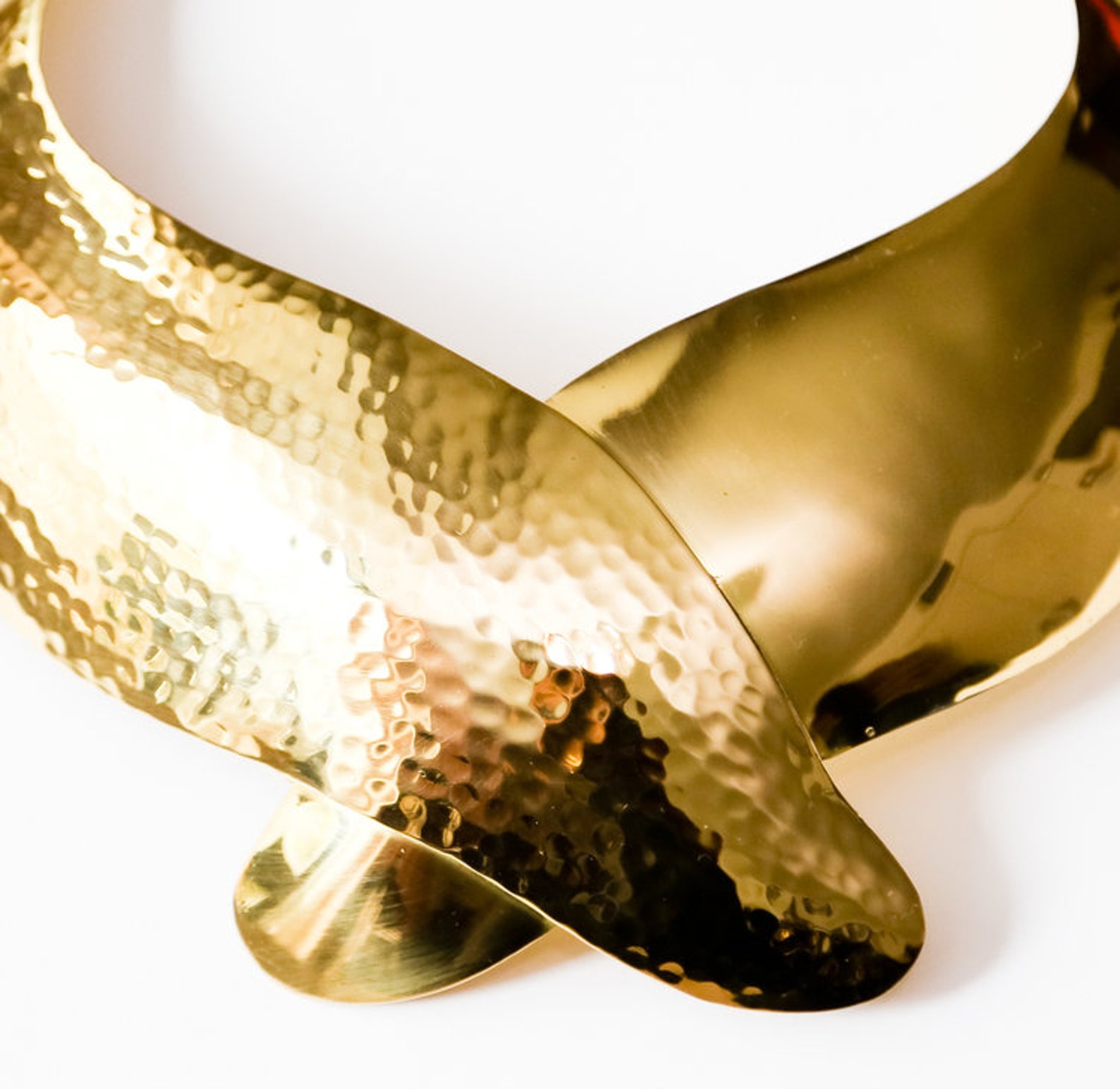 Large Bold Runway Hammered Brass Overlap Collar Necklace - Etsy