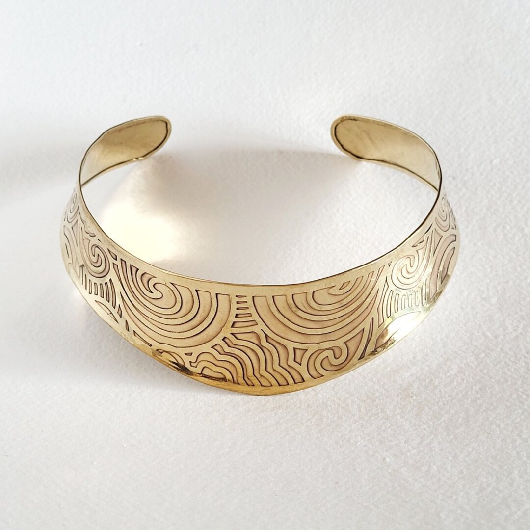 Brass Brutalist Handmade Waves Collar Erte Necklace Choker Adjustable Comfortable - Etsy
