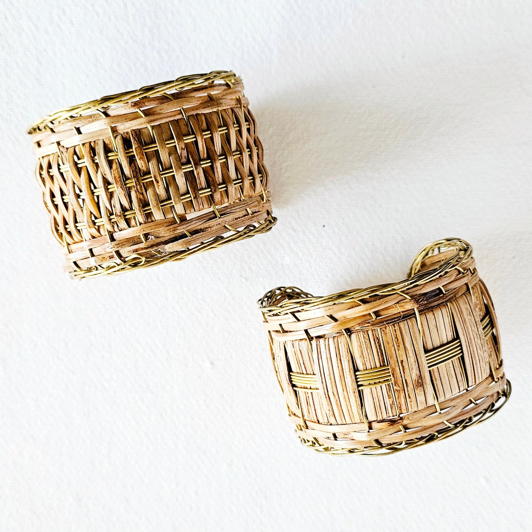 Handmade Rattan Cuff Bracelet, Natural Straw Bangle - Etsy