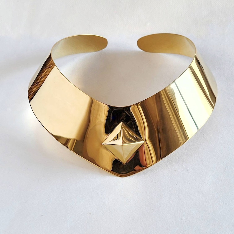 Pyramis Pyramid Spike Elegant Brass Collar Choker Necklace - Etsy