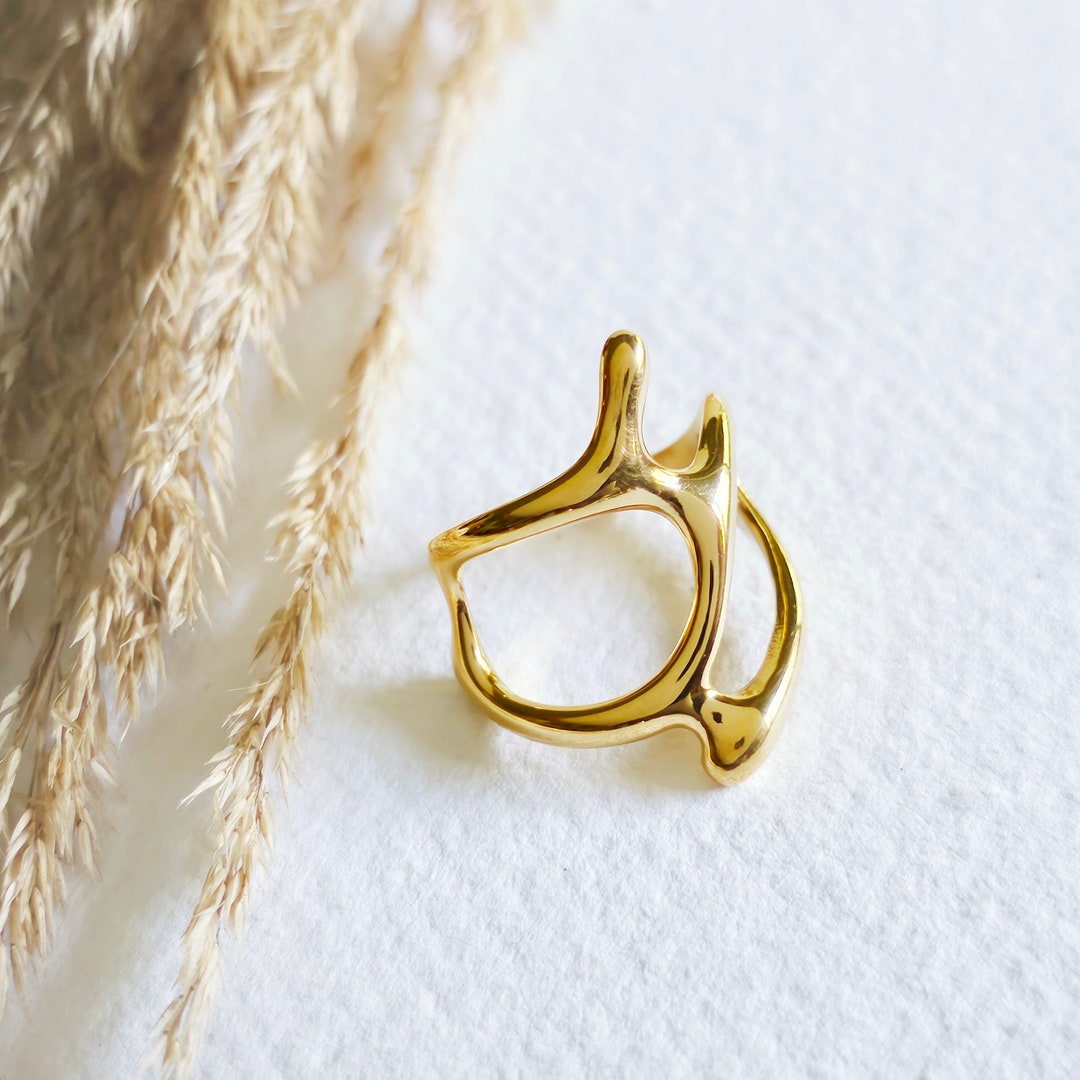 Gold Curve Lava Liquid Gold Freeflow Wrap Ring Bold Modern 18k - Etsy
