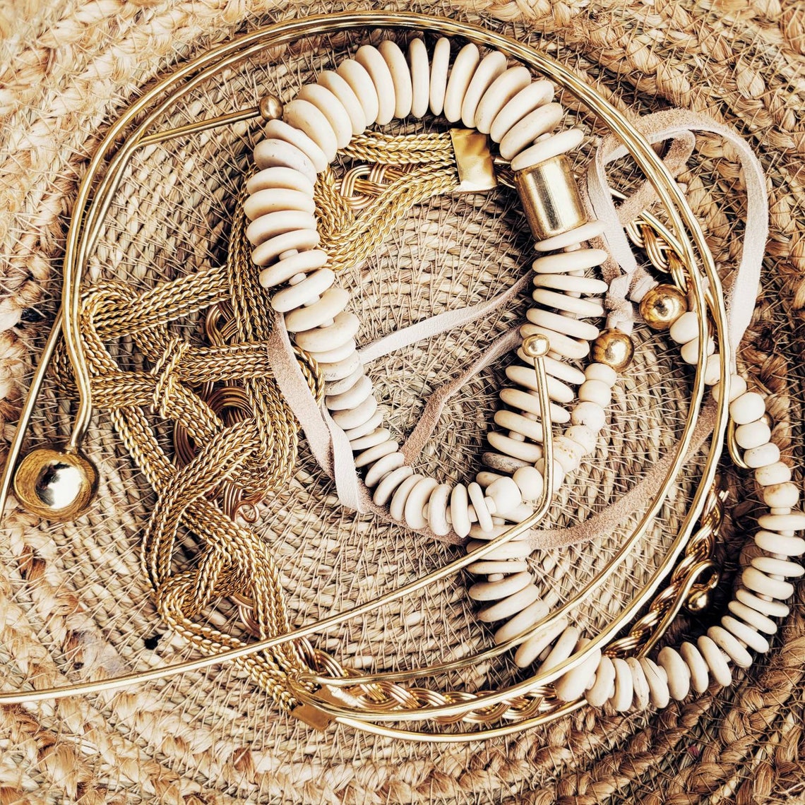 Bone Disc Beaded Tribal Necklace Collar | Etsy