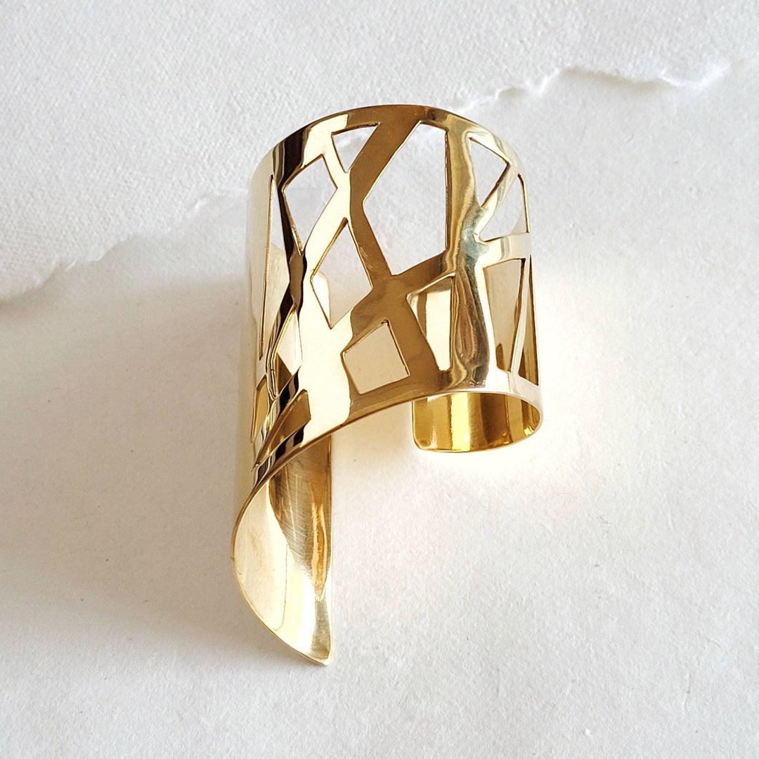 Brass Designer Runway Cliff Cuff Bracelet Cut Out - Etsy