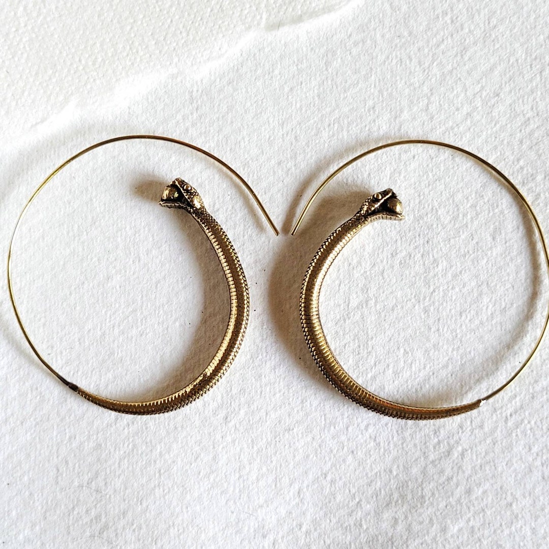 Brass Cobra Snake Animal Hoops Hoop Earrings - Etsy