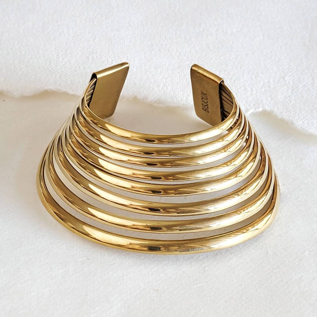 Cleo Cuff Solid Brass Cuff Layered Bracelet - Etsy