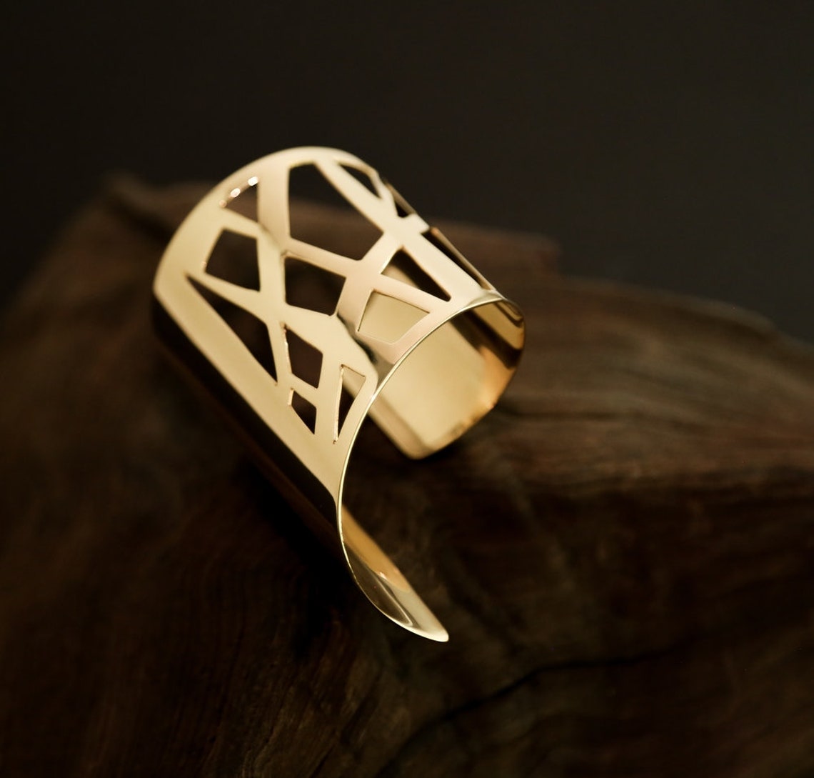 Brass Designer Runway Cliff Cuff Bracelet Cut Out - Etsy