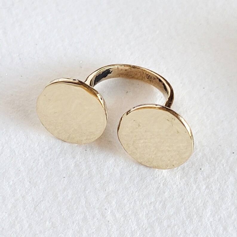 Handcrafted Solid Brass Double Circle Ring, Adjustable Size 7 - Etsy