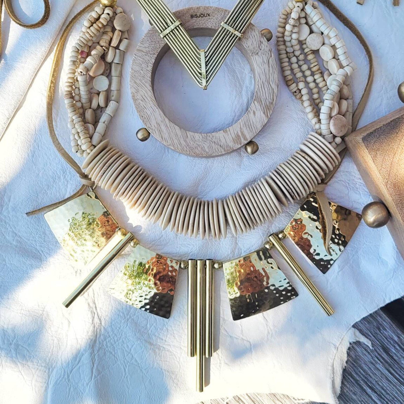 Bone Disc Beaded Tribal Necklace Collar - Etsy