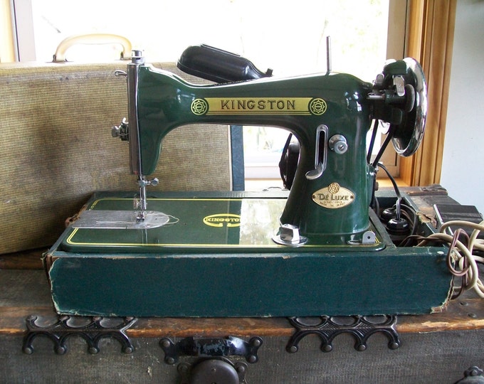 Kingston Deluxe Sewing Machine Model 1953, Vintage Green 1950's Antique ...