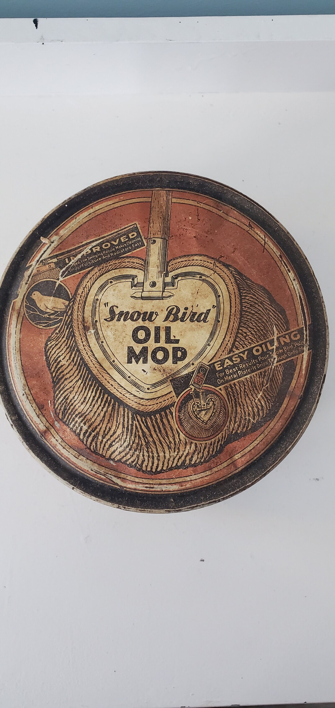 Vintage Advertising Tin, Snow Bird Oil Mop Tin Can - Etsy