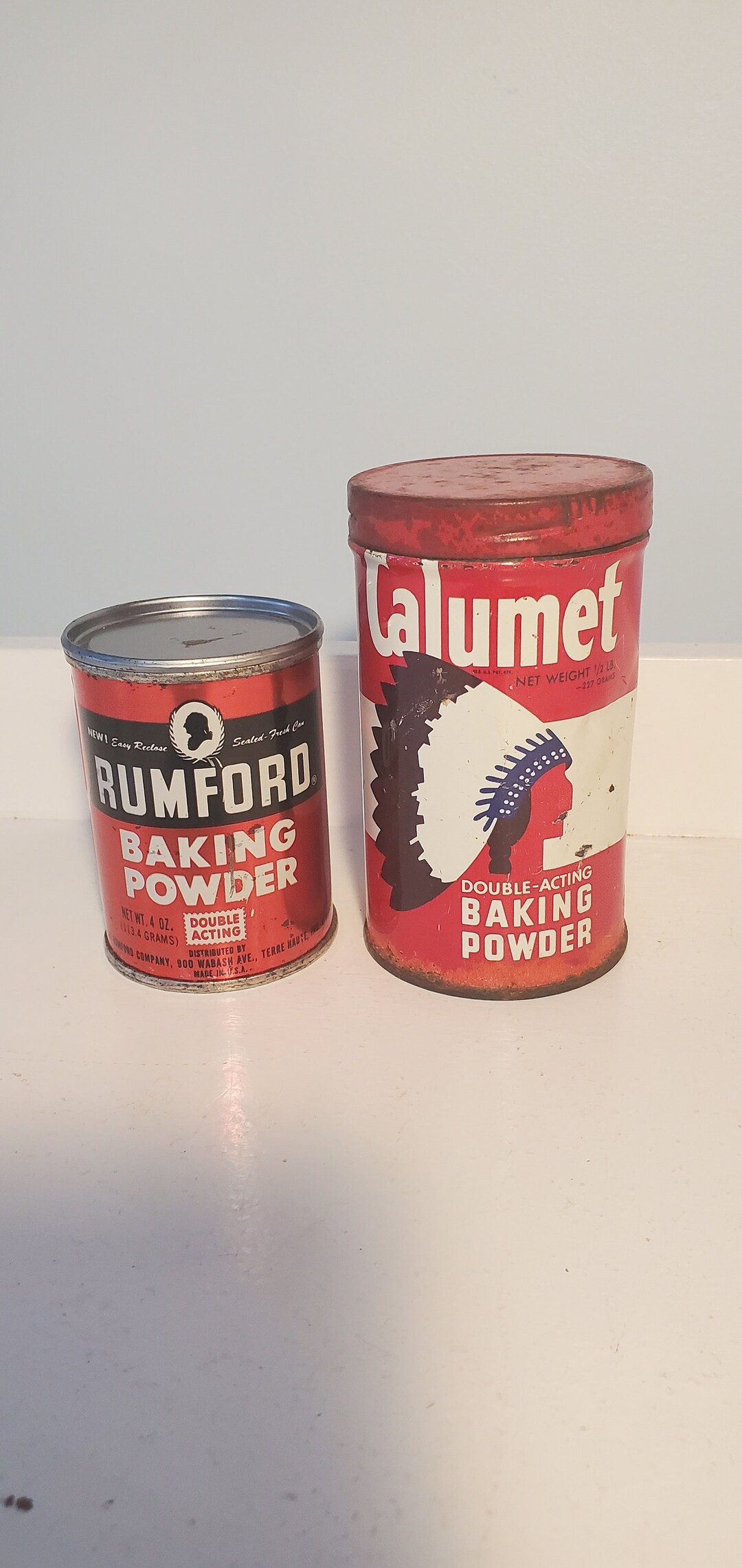 Vintage Baking Powder Tin Containers, Calumet, Rumford, Advertising ...