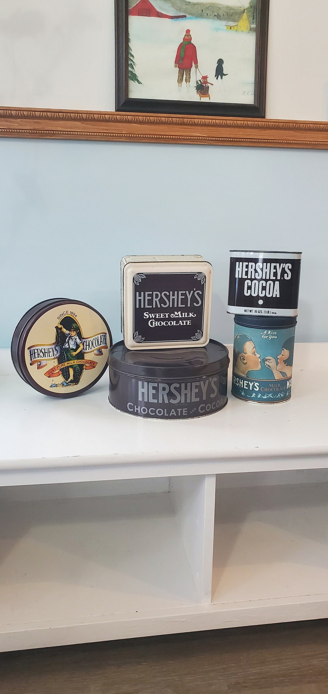 Vintage Hersey's Chocolate Tins, Instant Collection, Advertising, Cocoa ...