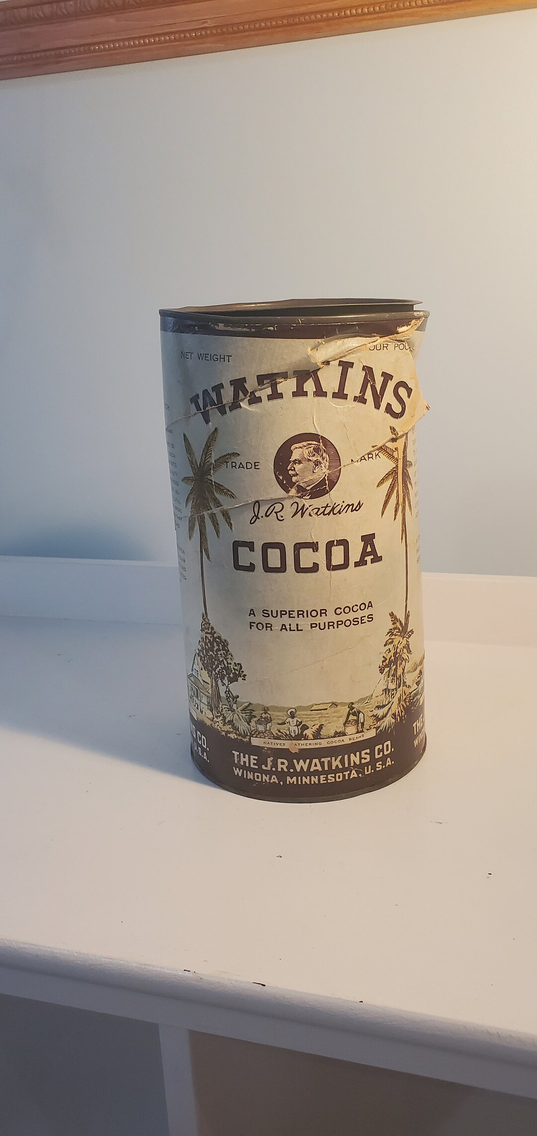 Vintage Watkins Cocoa Container, Collectible Advertising Food Container ...
