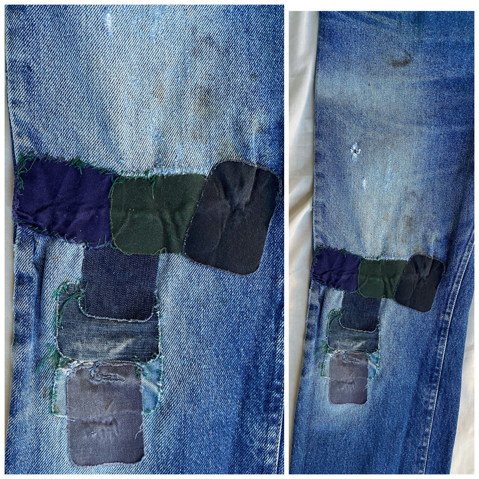 Lee Patched Jeans 32x29 Size 32 Vintage Jeans With Patches Distressed ...