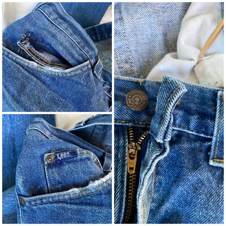 Lee Patched Jeans 32x29 Size 32 Vintage Jeans With Patches Distressed ...