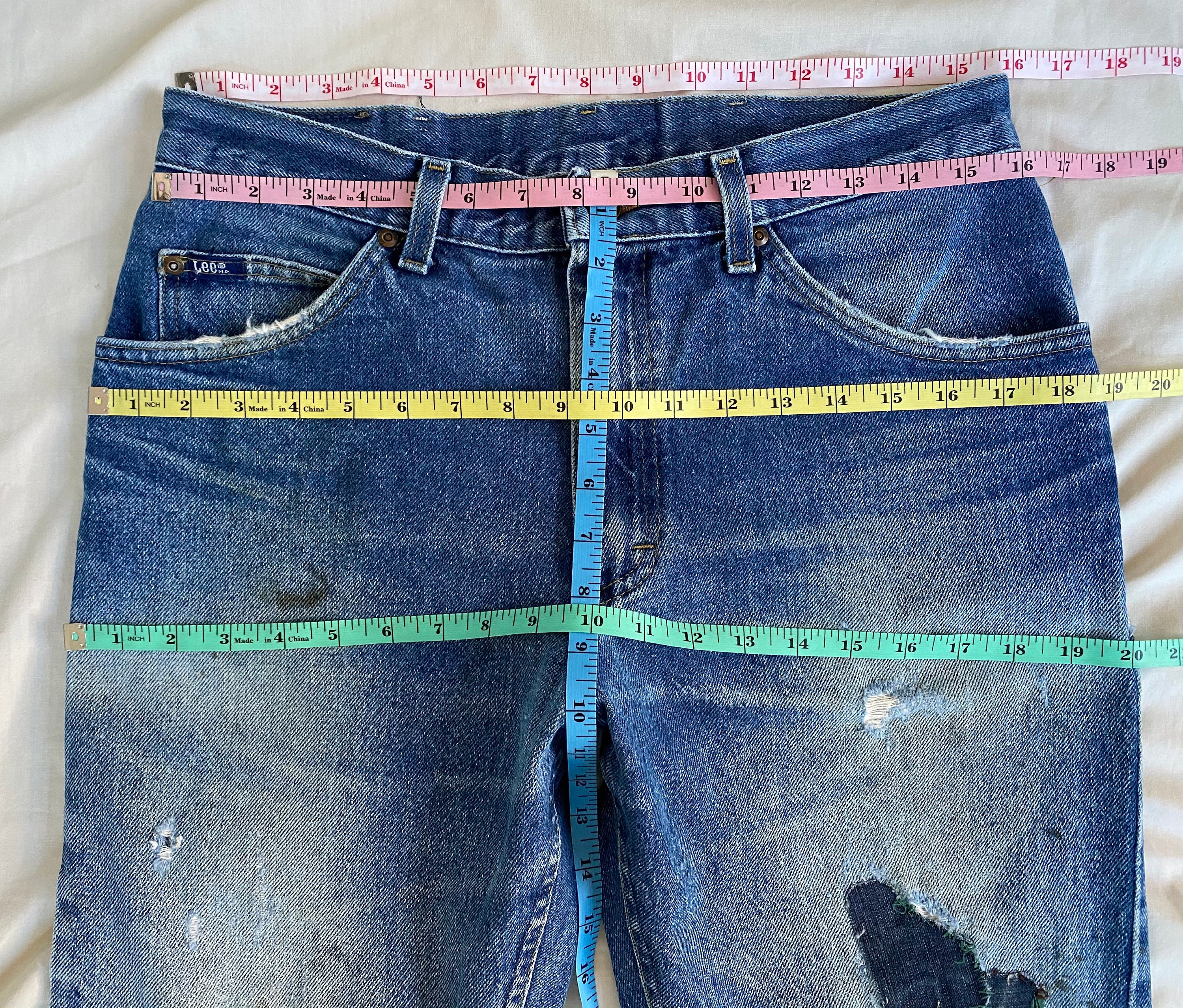 Lee Patched Jeans 32x29 Size 32 Vintage Jeans With Patches Distressed ...